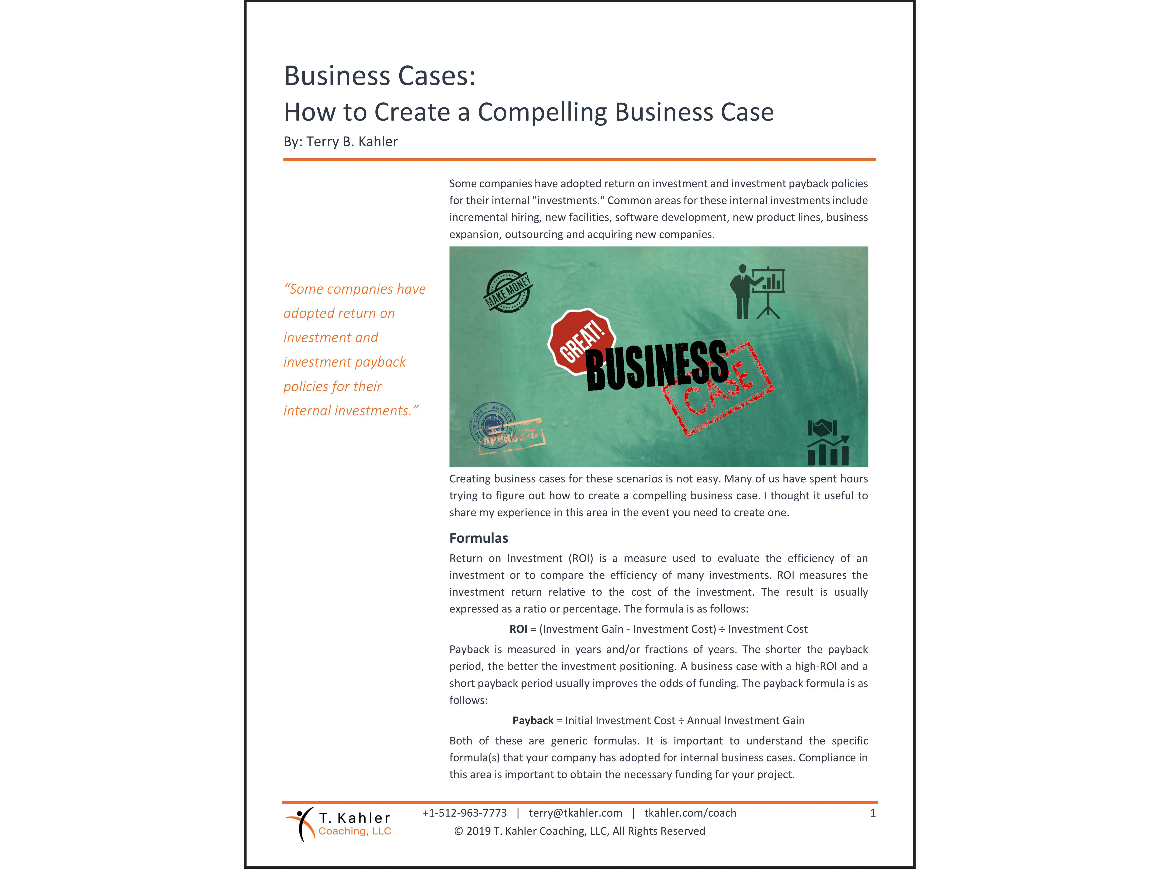 How To Create A Compelling Business Case Archives | T. Kahler Coaching, LLC