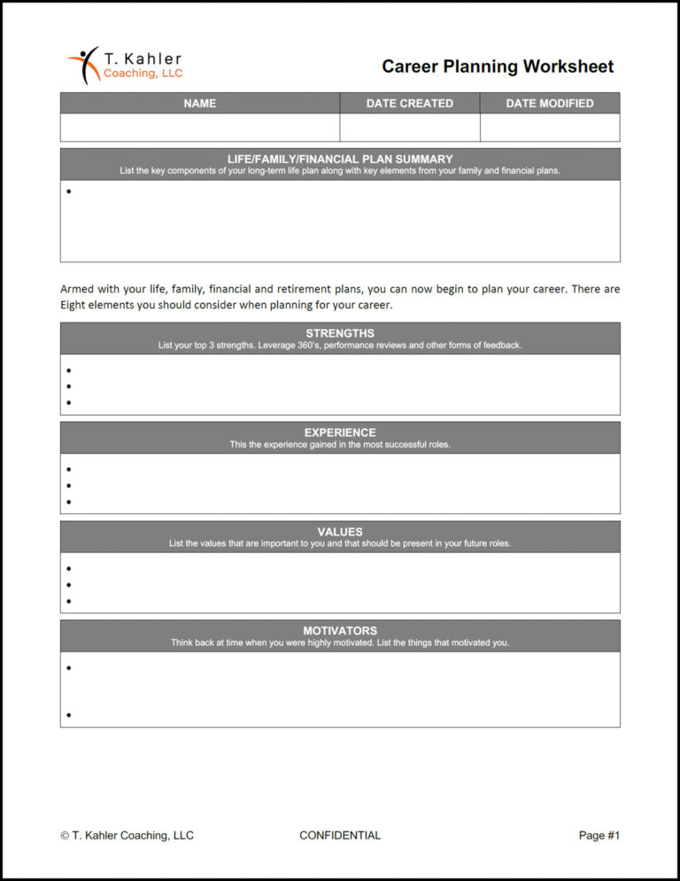 Forms and Worksheets - T. Kahler Coaching, LLC