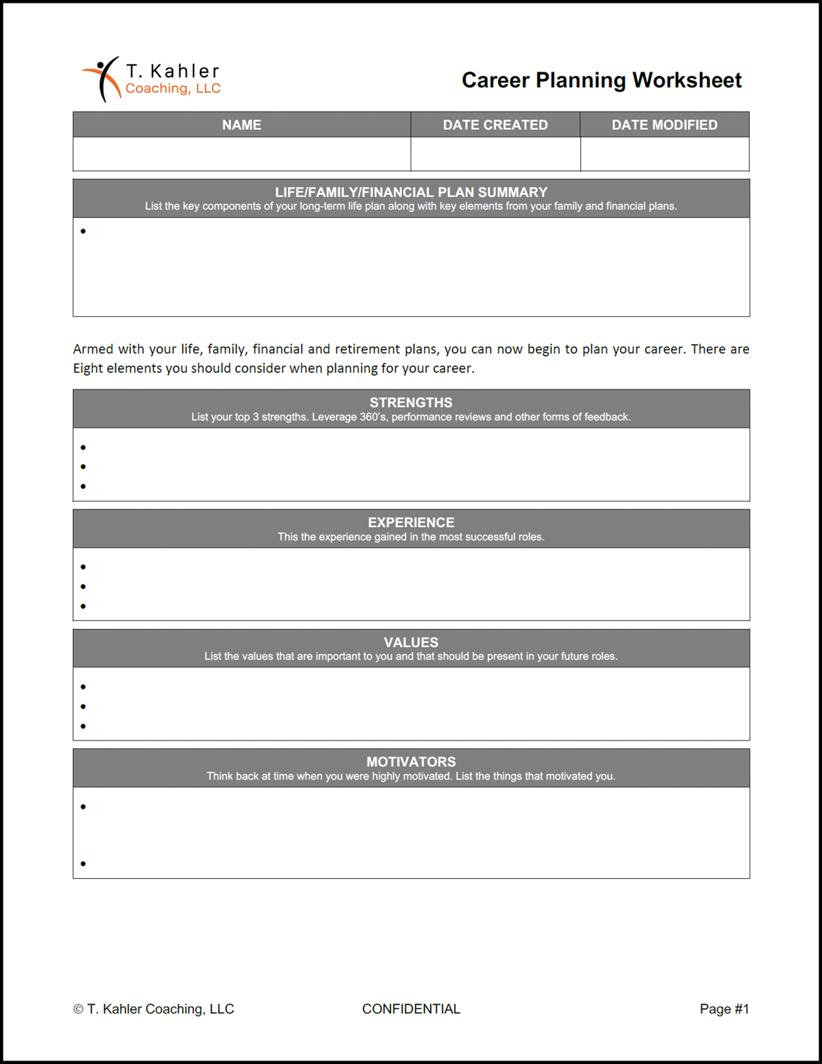 Forms and Worksheets - T. Kahler Coaching, LLC
