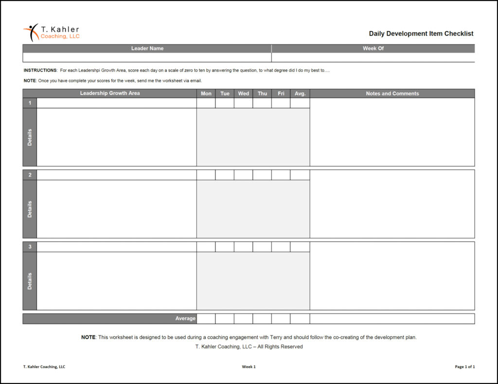 Forms and Worksheets - T. Kahler Coaching, LLC